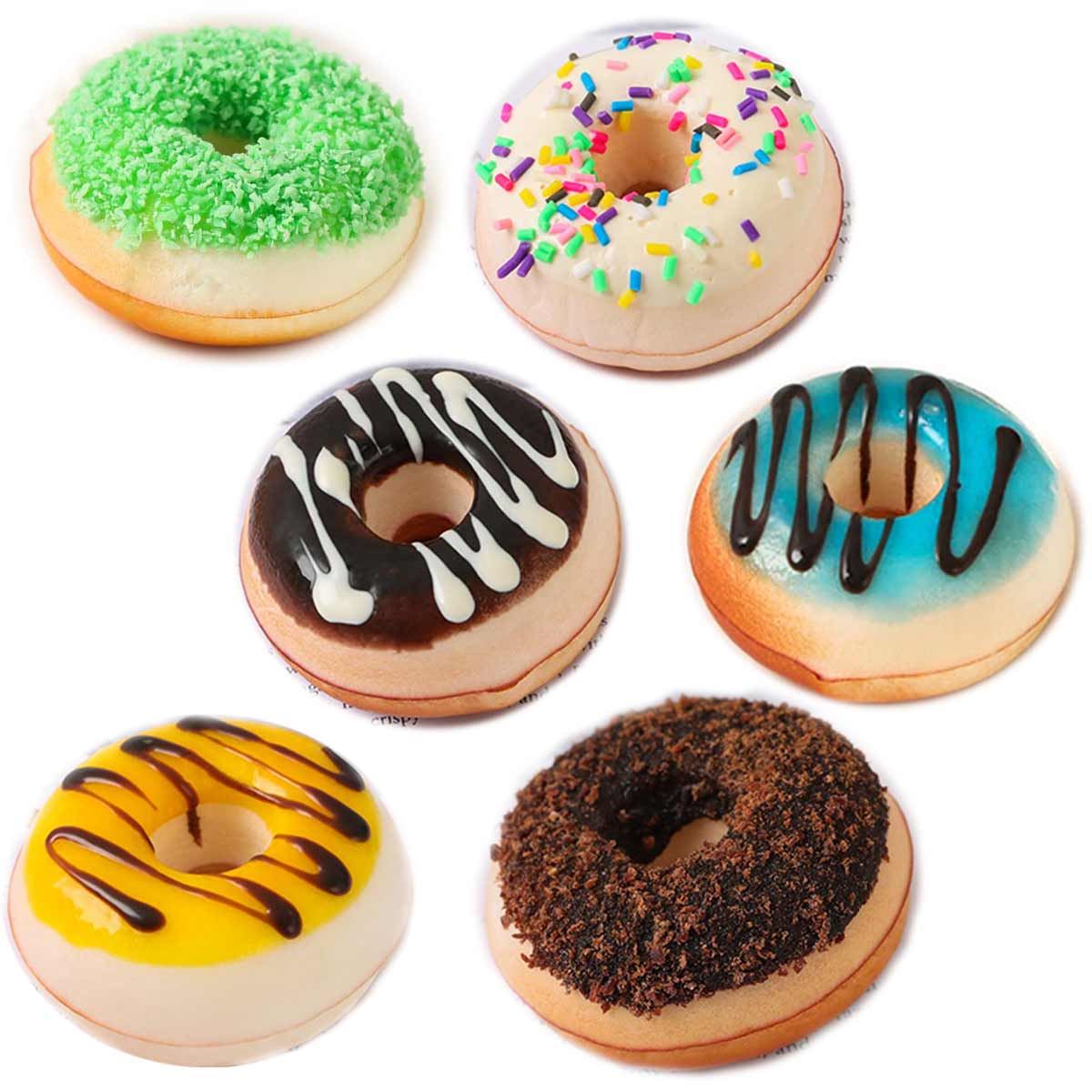 Set of 6 Real Touch Artificial Mini Donuts - Fake Sweets Cake Bread ...