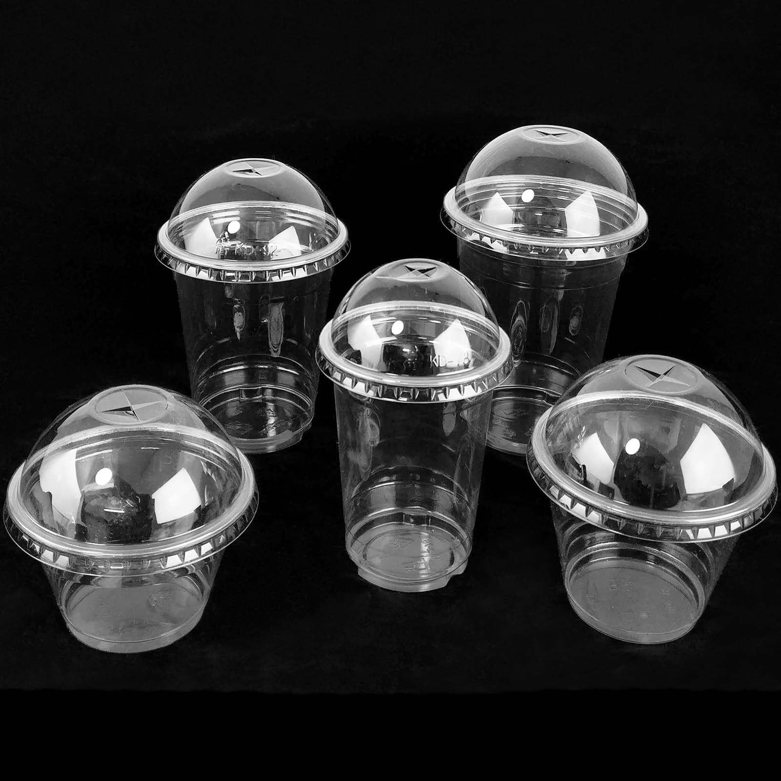 Disposable Clear Milkshake Cups with Dome Lids Straws Smoothie – Petallica