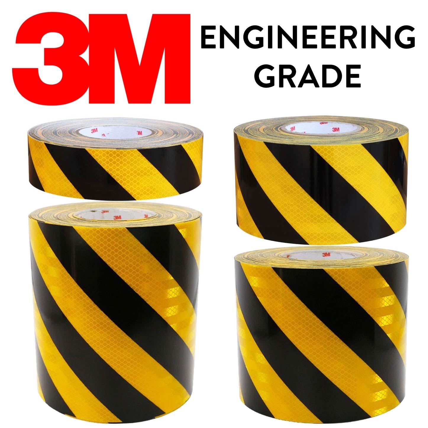 3M Black & Yellow Stripe Reflective Tape - Conspicuity Hi Vis Viz ...